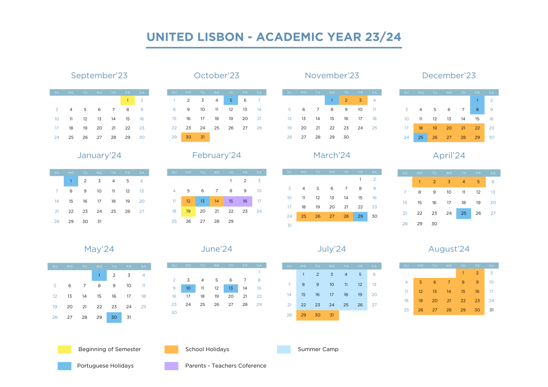 United Lisbon International School Calendar